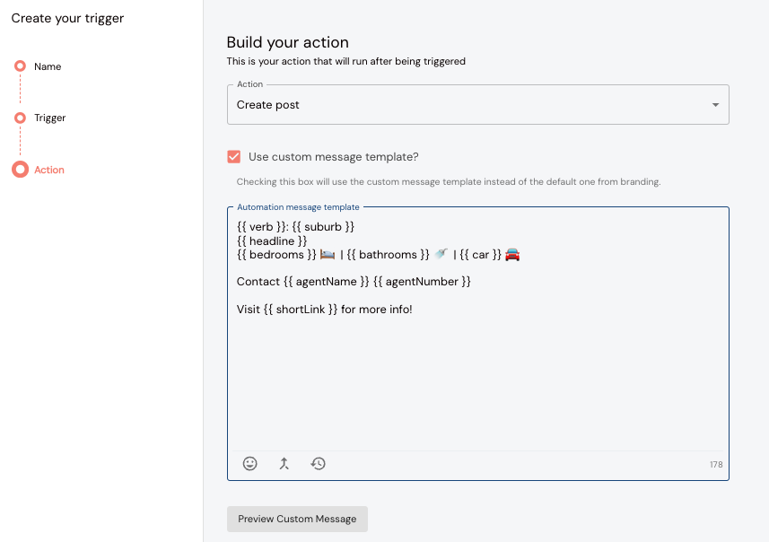 Workspace: Agents - Custom Post Message Templates